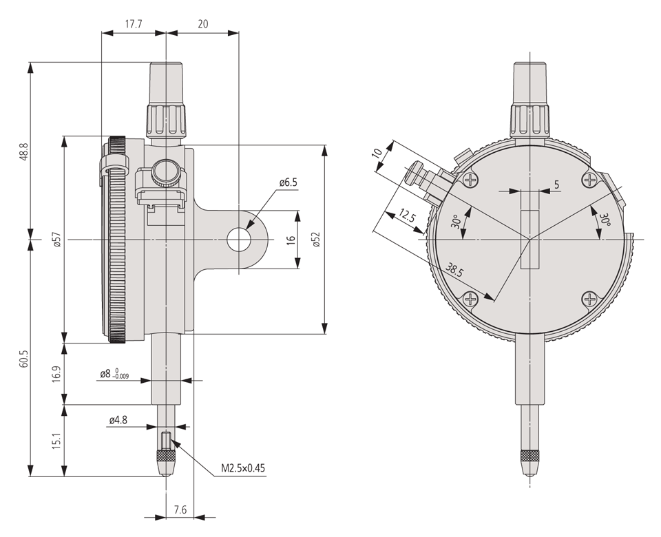 Buy Mitutoyo 1 mm Plunger Type Dial Test Indicator 2109s-10, 0.001 mm ...