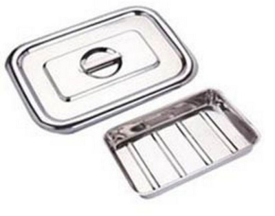 Buy IB BASICS Stainless Steel Instrumental Tray with Cover 8x6 Inch ...